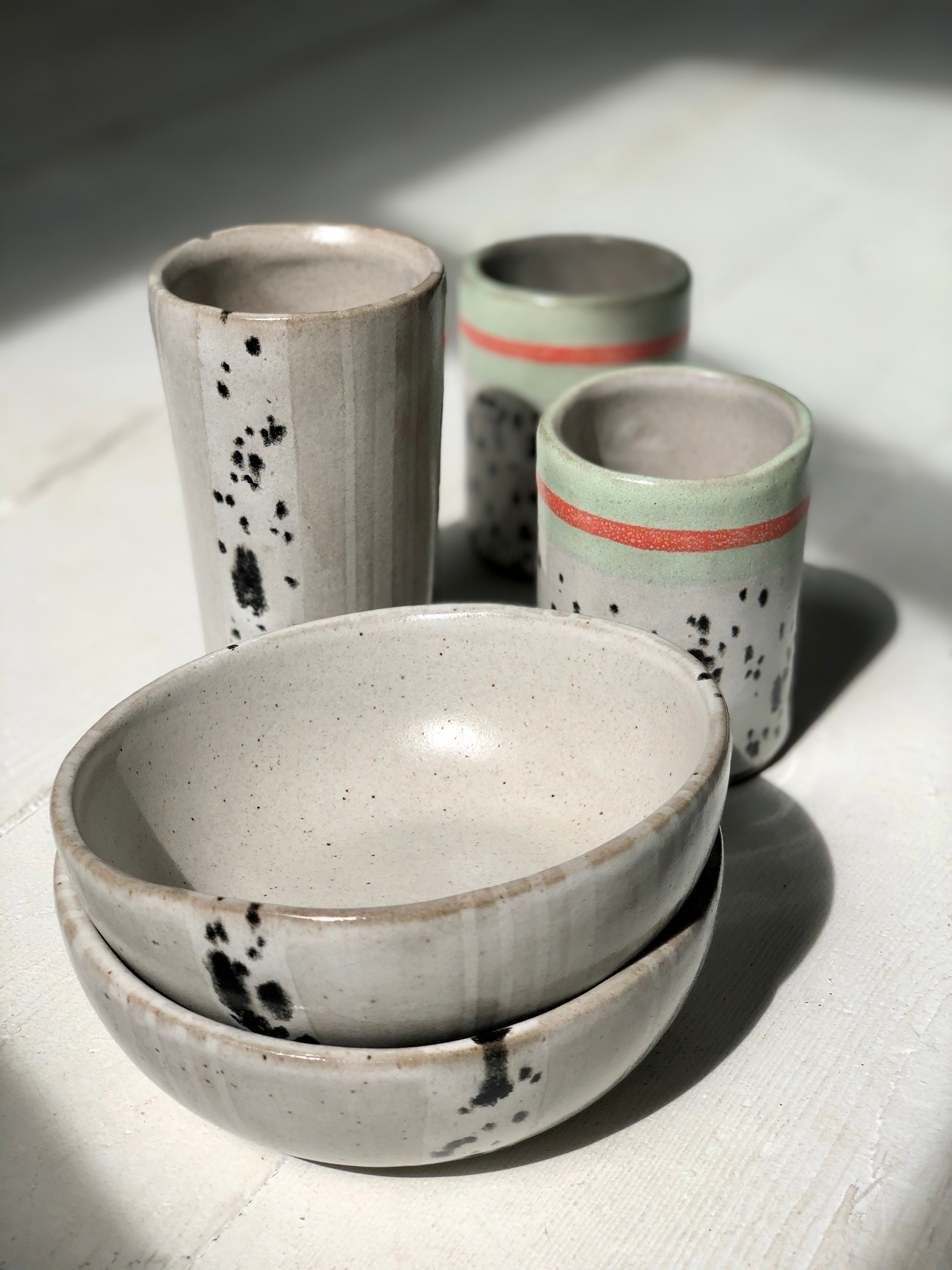 Handmade Ceramic Tall Cup- Retro- Black and White - Etsy