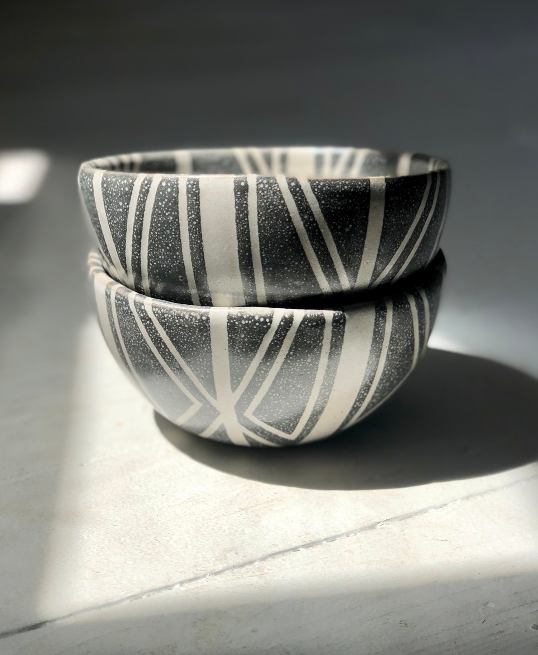 Handmade - Ceramic Oblique Bowl - Geometric Charcoal Grey - Etsy