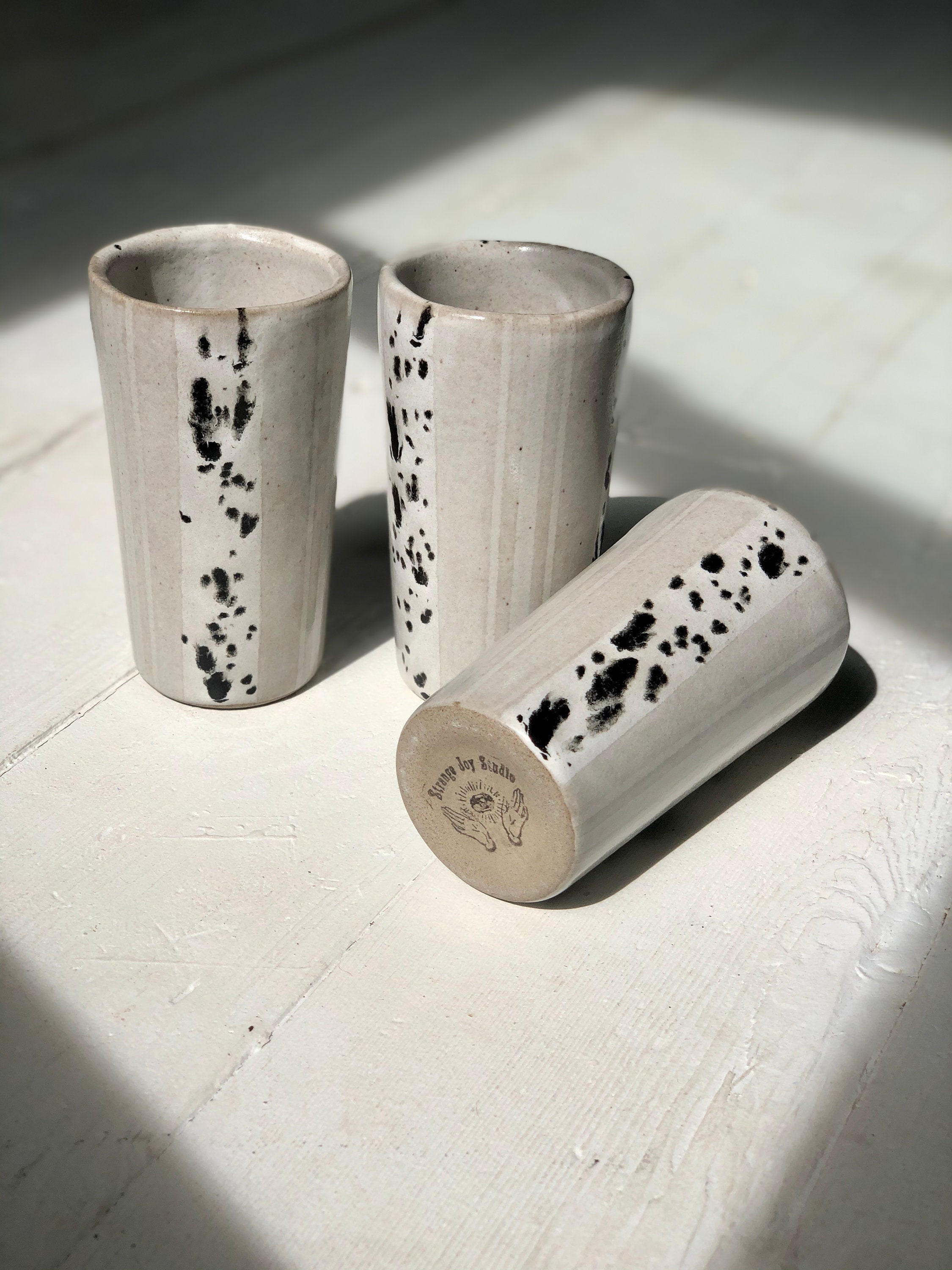 Handmade Ceramic Tall Cup- Retro- Black and White - Etsy