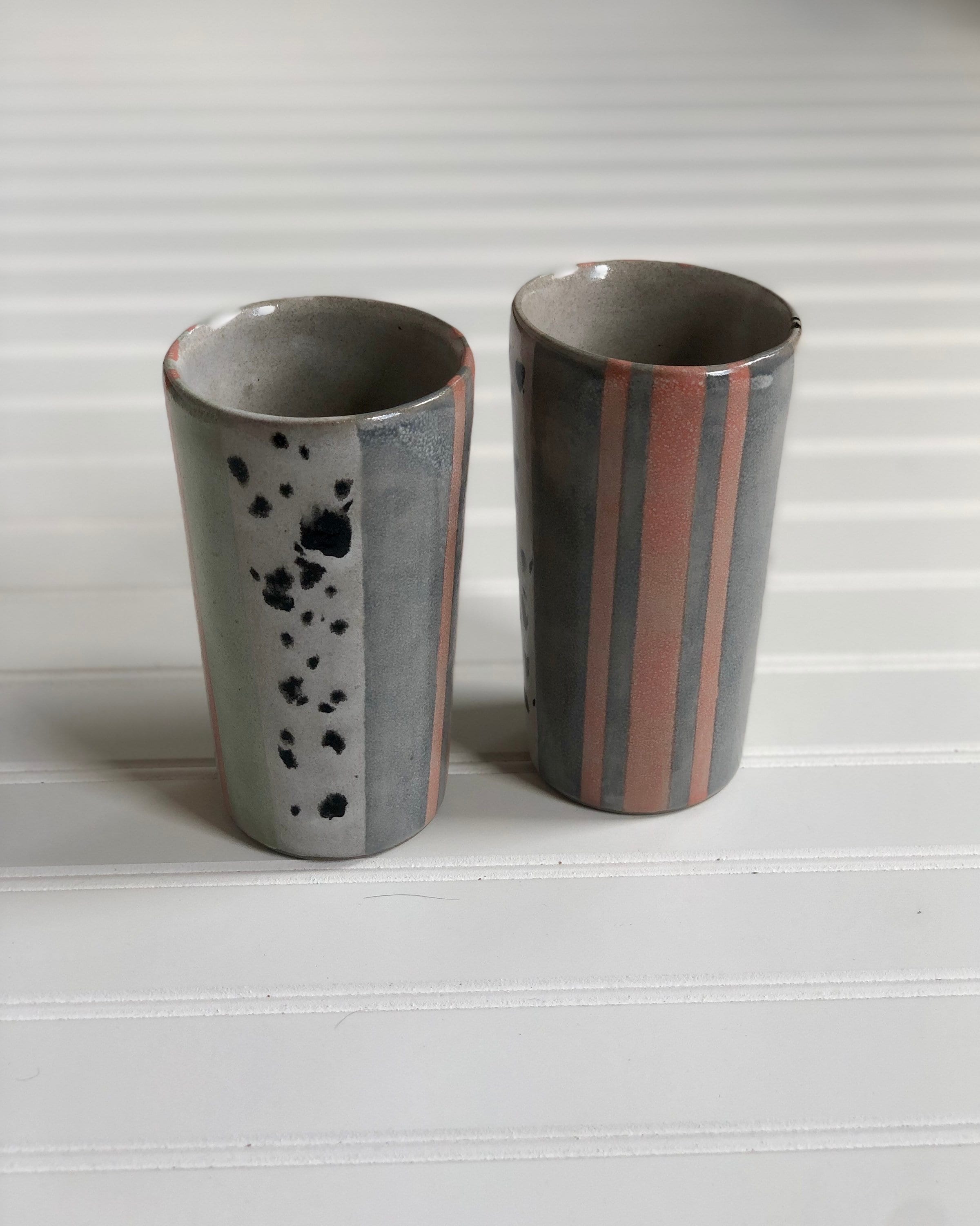 Handmade - Tall Ceramic Cup - Two Tone Honeydew and Light Grey - Etsy