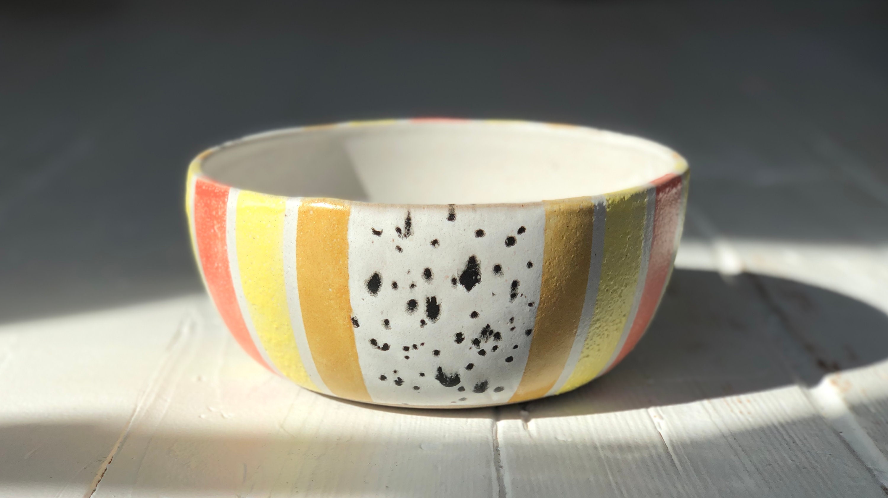 Large Handmade Ceramic Bowl- Candy Stripe Orange - Etsy