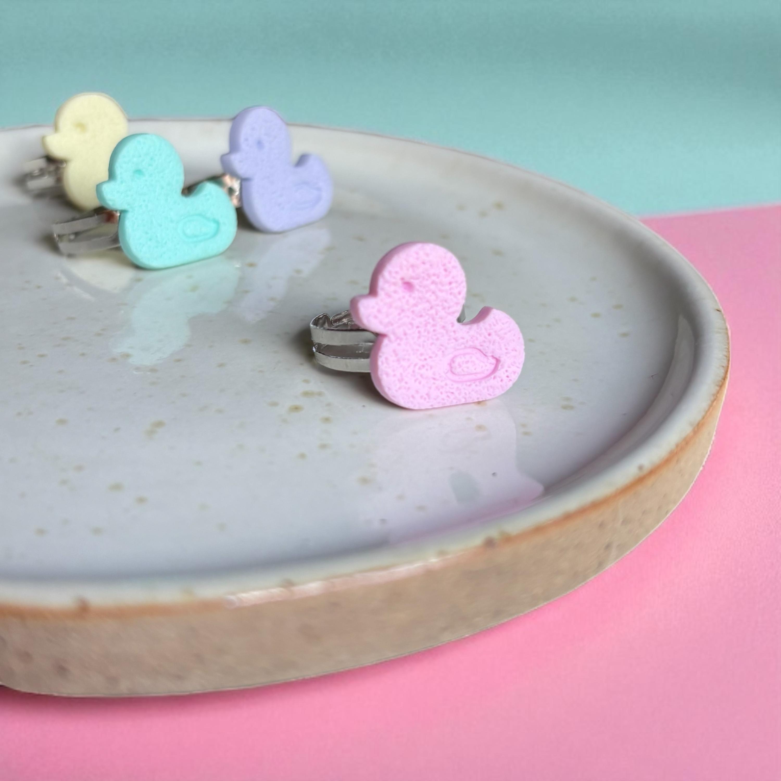 Pastel Rubber Duck Ring: Handmade Polymer Clay Kitsch Jewelry - Etsy