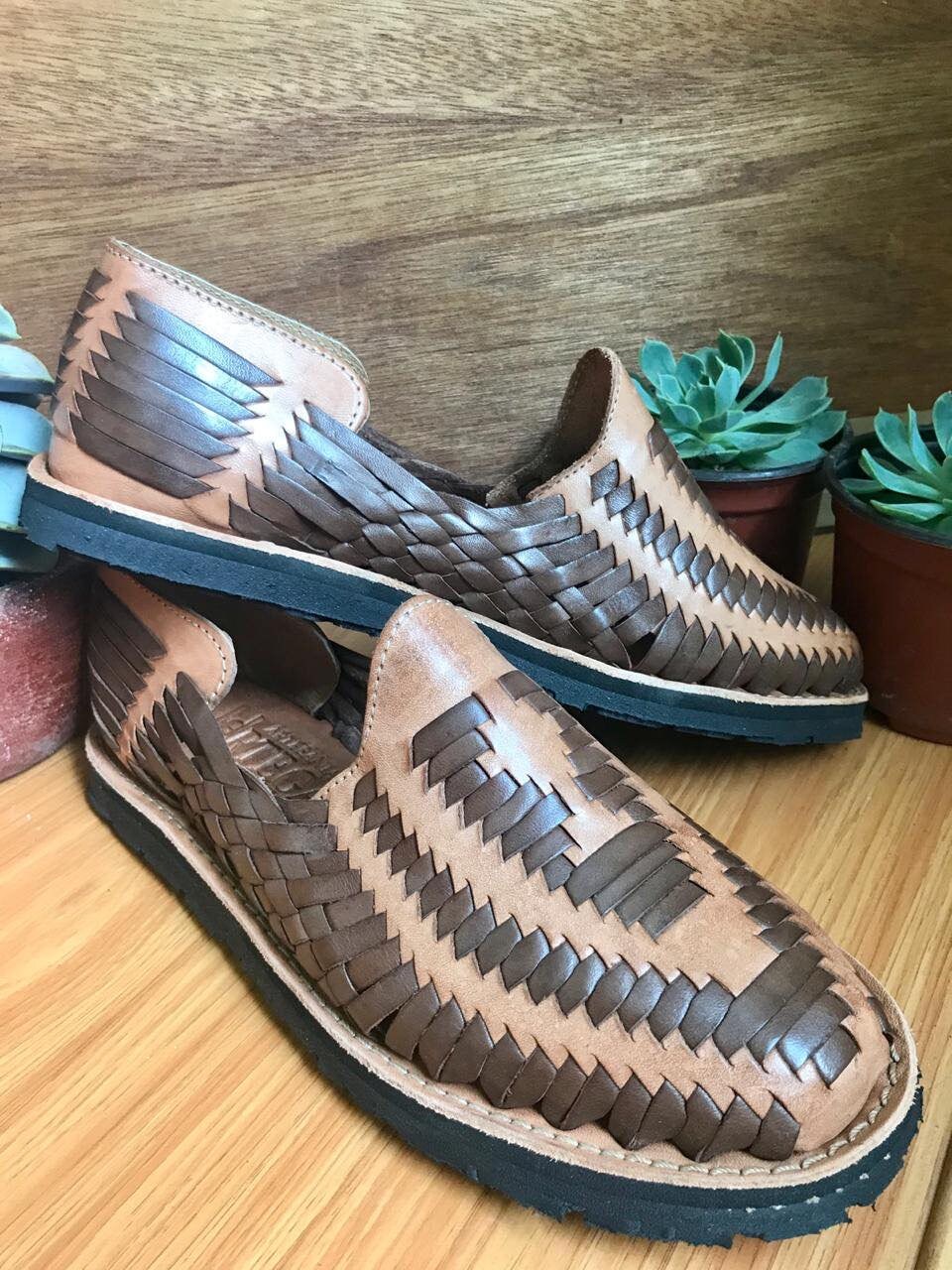 Mexican Artisan Huarache. Mexican Leather Shoe. Brown | Etsy