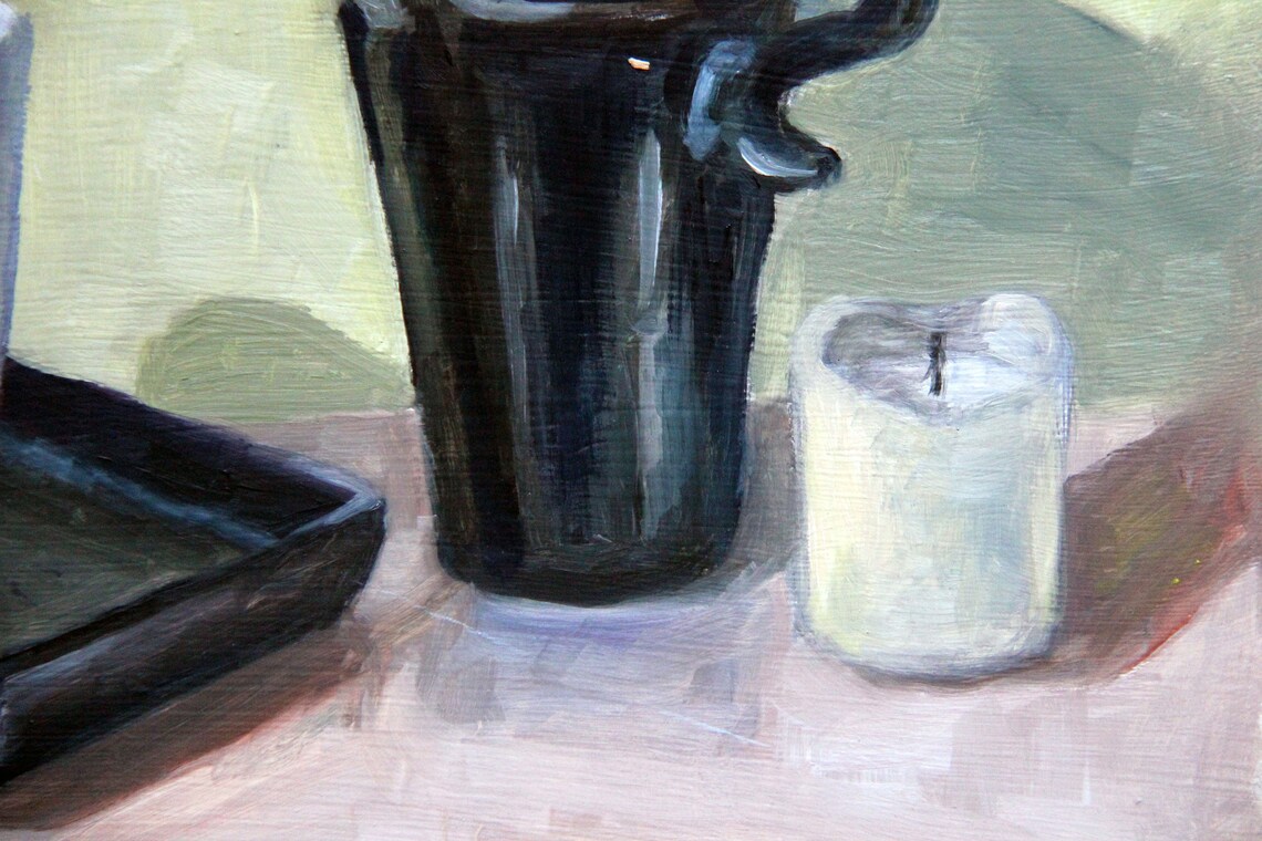 Still life Painting Original Art Cup artwork 16 by 12 dy | Etsy