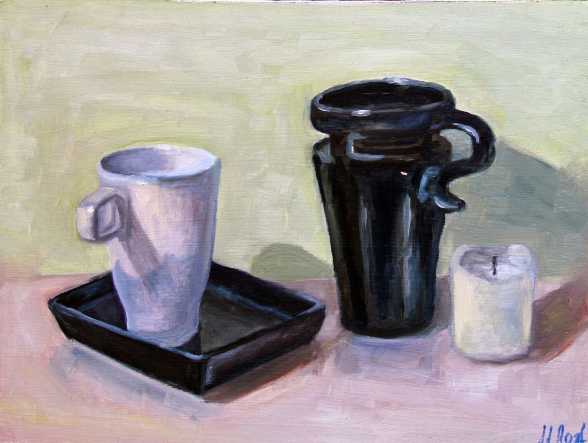 Still life Painting Original Art Cup artwork 16 by 12 dy | Etsy