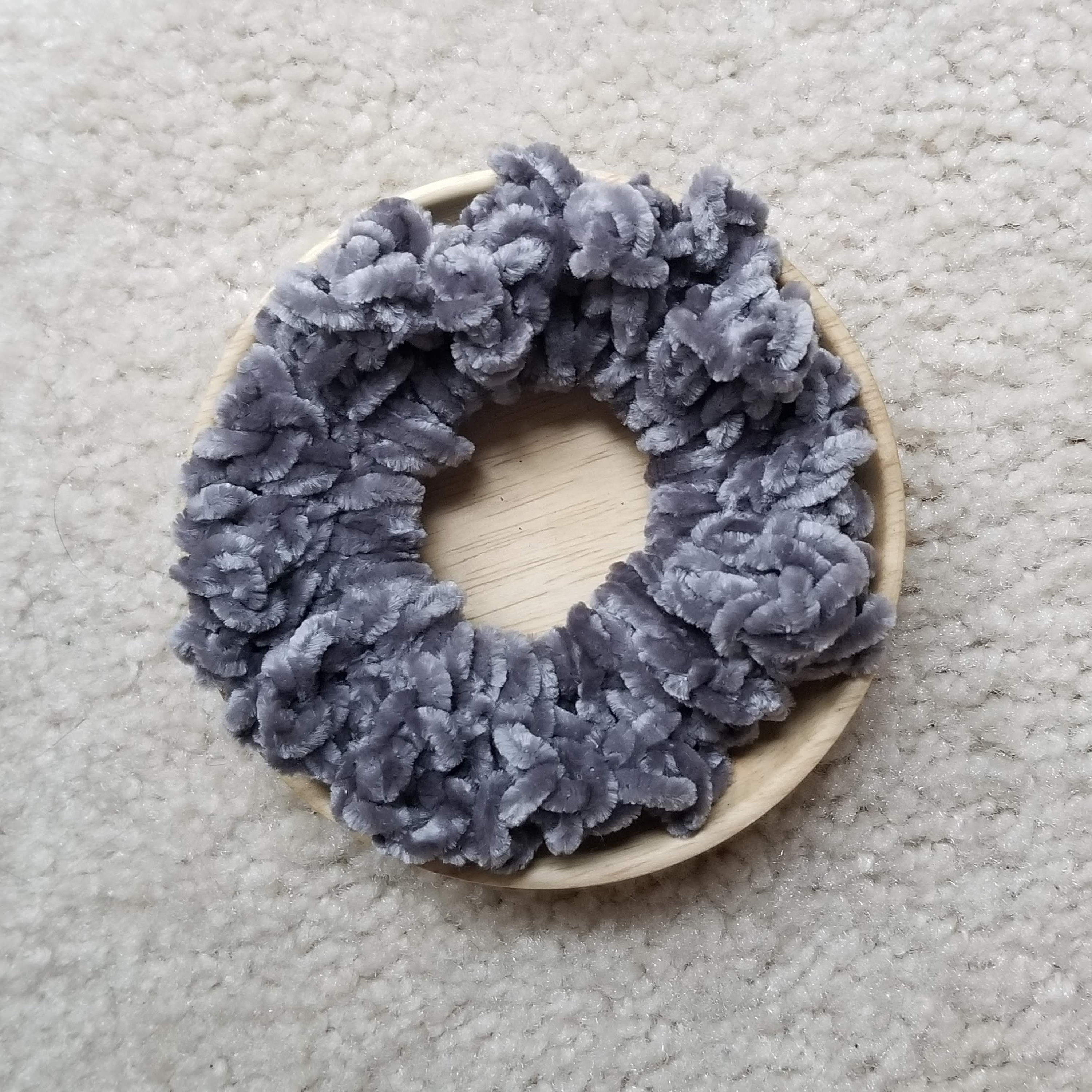 Grey Velvet Crochet Scrunchie, Crochet Scrunchies - Etsy