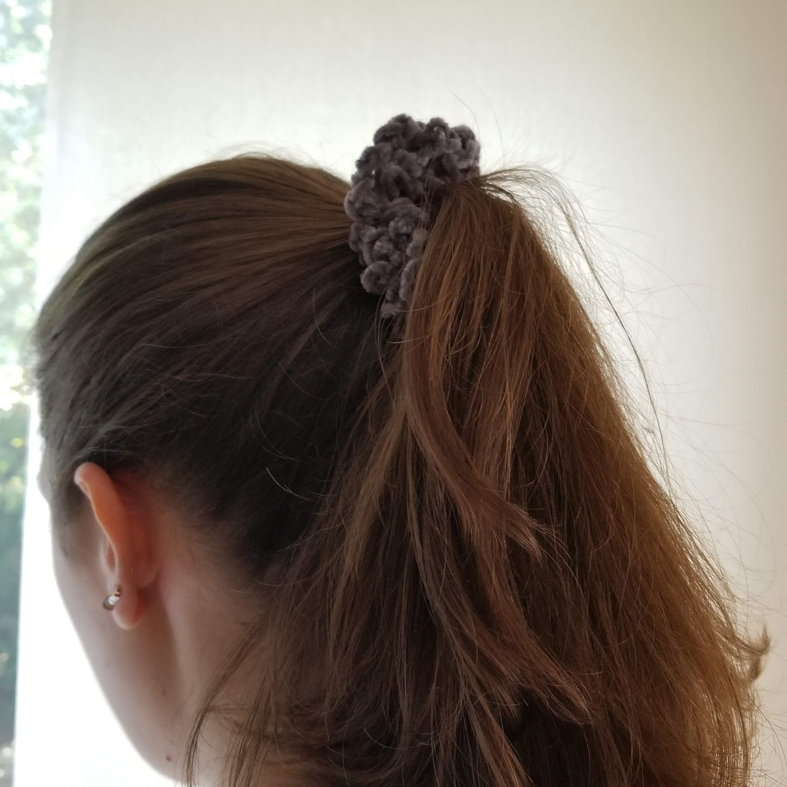Grey Velvet Crochet Scrunchie, Crochet Scrunchies - Etsy