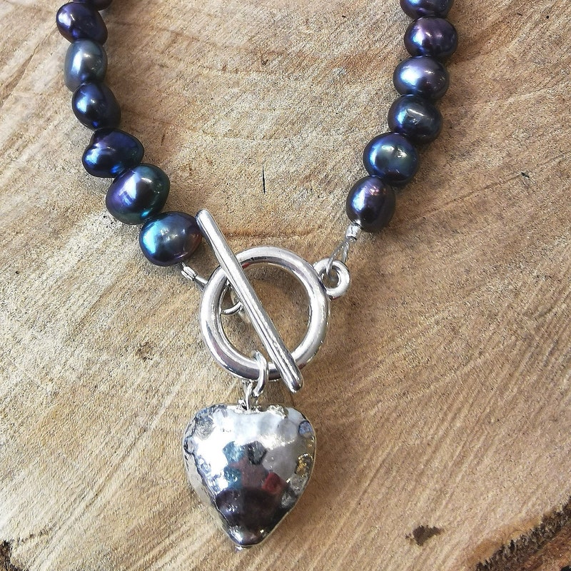 Dark Gray Pearl Bracelets - Etsy UK