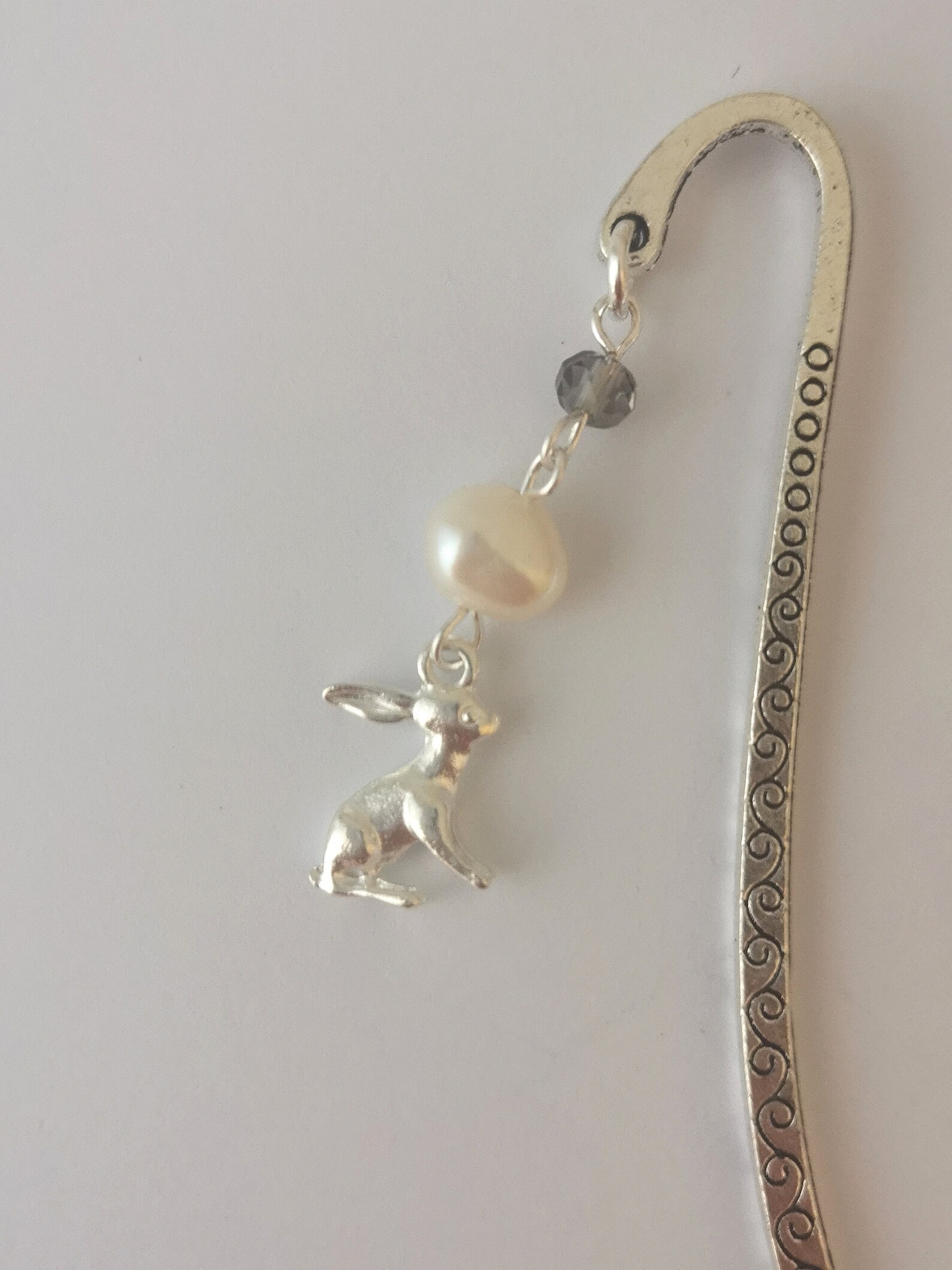 Silver Hare Bookmark Made With Freshwater Pearl and Crystal - Etsy UK