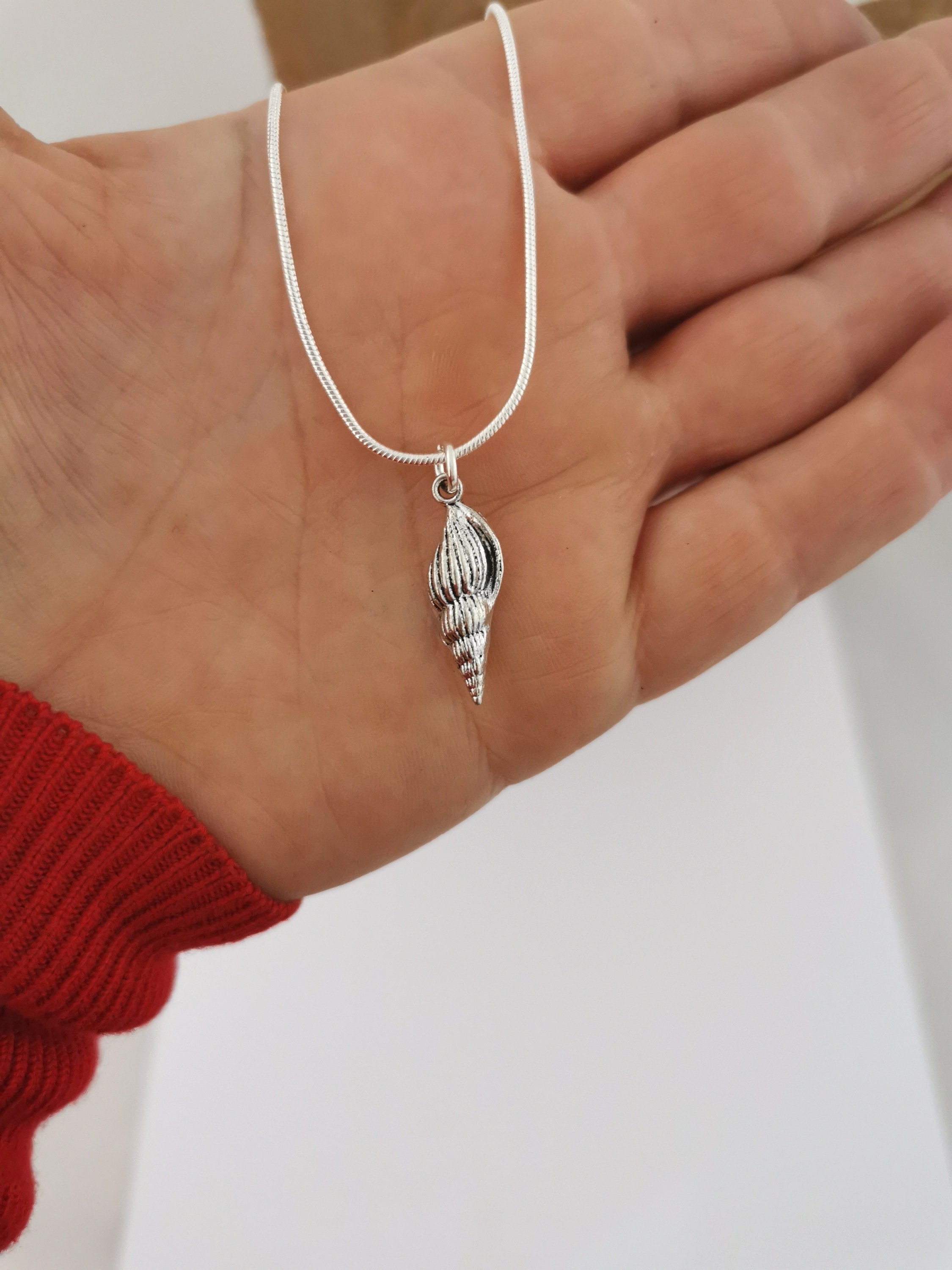 Silver Plated Shell Necklace. Silver Plated Pendant on Silver - Etsy UK