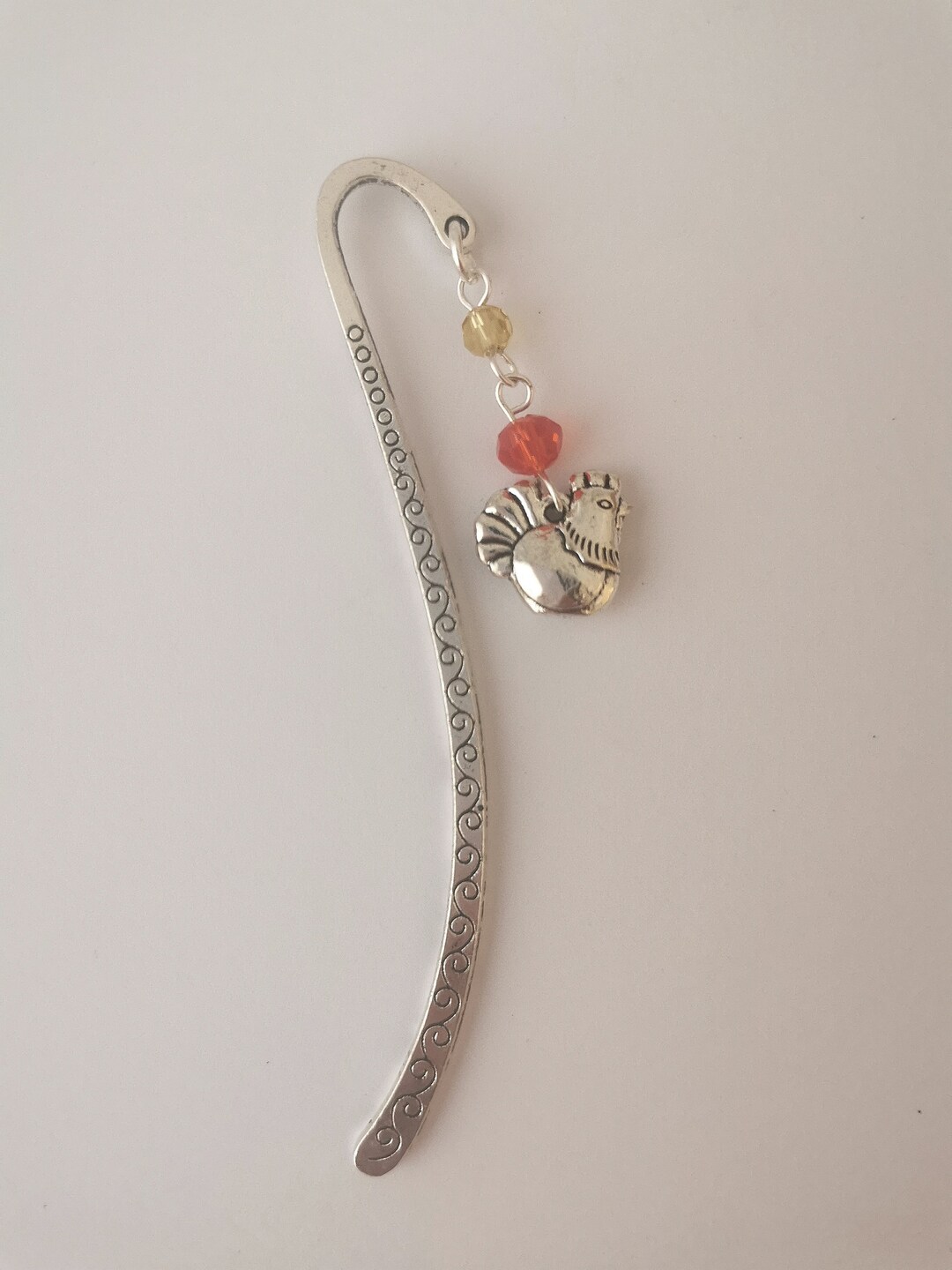 Silver Chicken Bookmark: Handmade Hen With Crystal Beads - Etsy