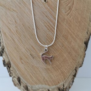 Silver Cat Necklace. Silver Plated Pendant on Silver Plated Snake Chain ...