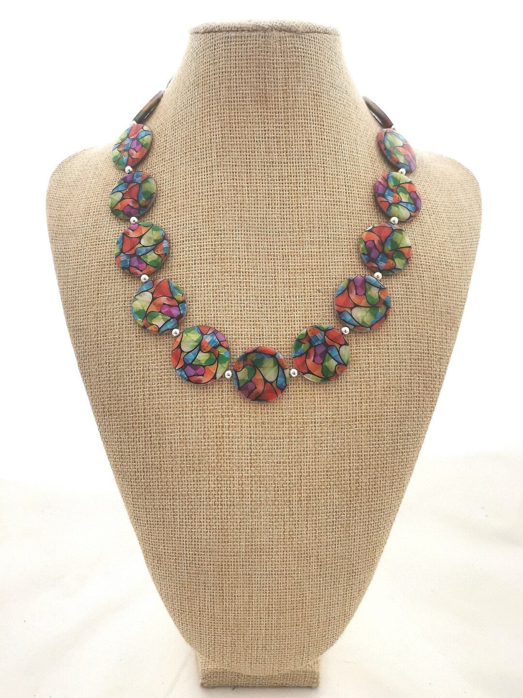 Funky Multi Colour Necklace. Statement Necklace Made From Shell With ...