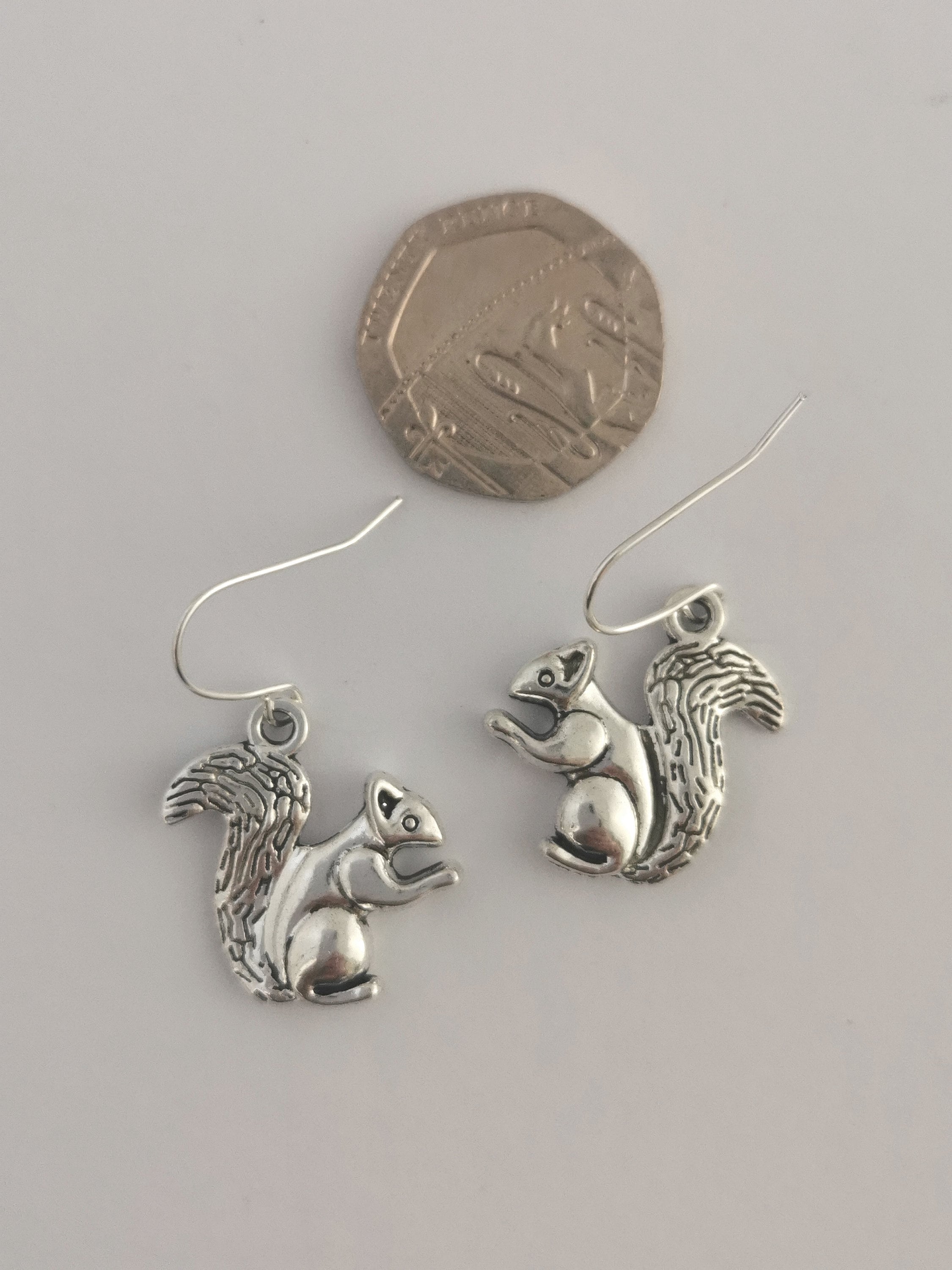 Silver squirrel earrings. Silver plated, Hypoallergenic, nickel free ...