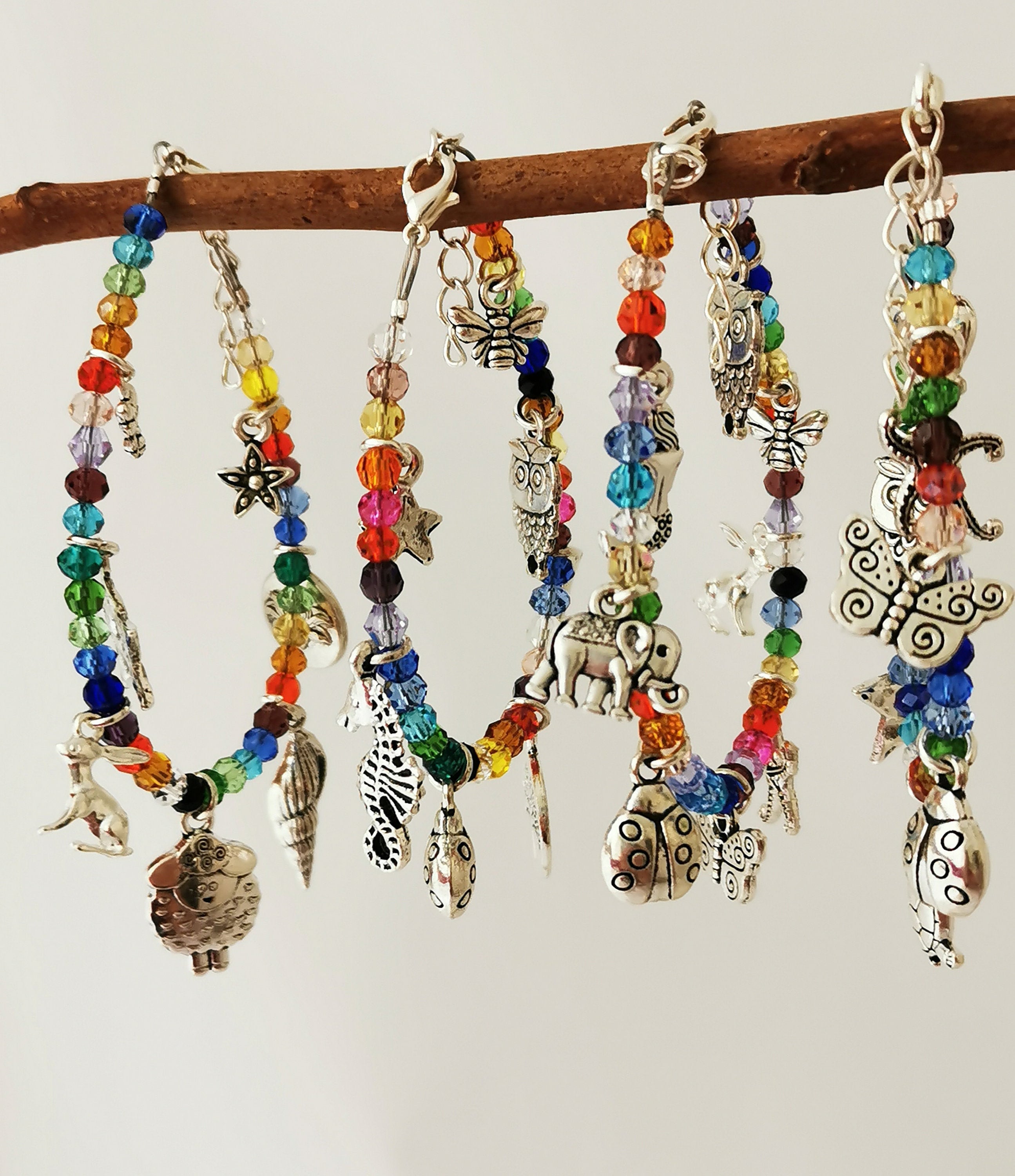 Child's rainbow charm bracelet, colourful bracelet for children ...