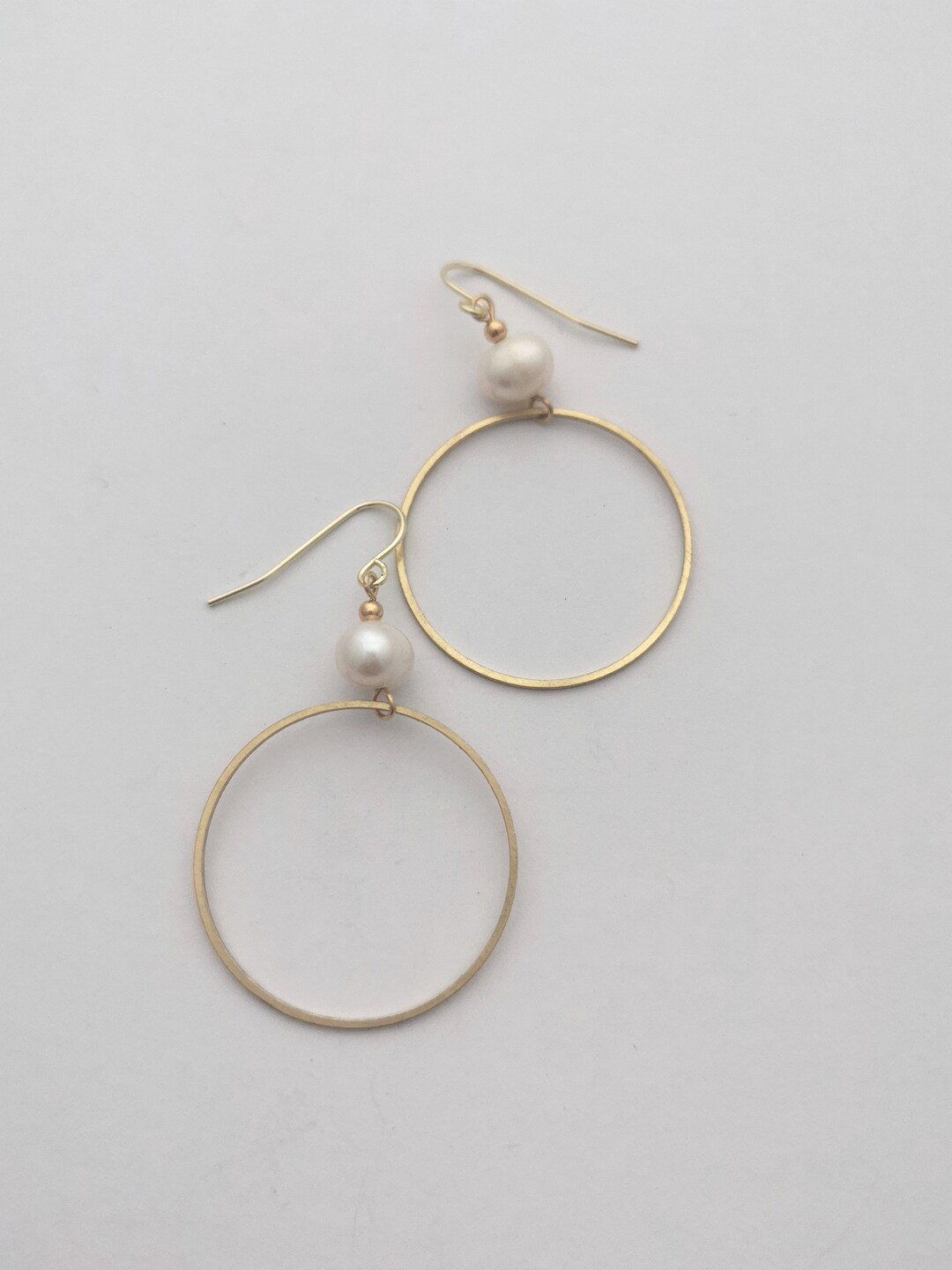 Freshwater Pearl and Gold Loop Statement Earrings, Hypoallergenic, Nickel Free - Etsy
