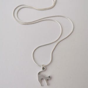 Silver Cat Necklace. Silver Plated Pendant on Silver Plated Snake Chain ...