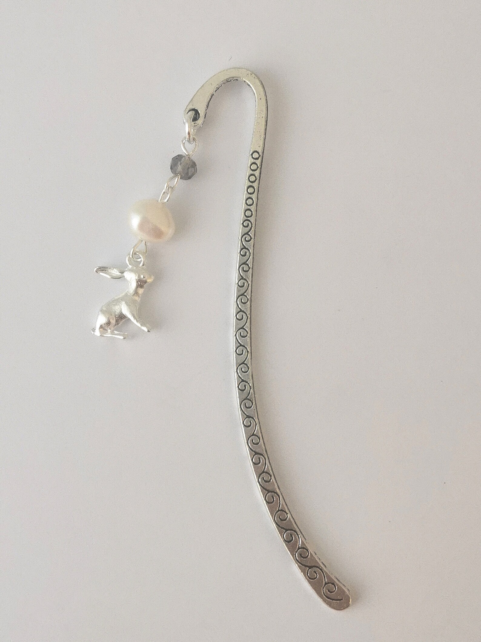 Silver Hare Bookmark Made With Freshwater Pearl and Crystal - Etsy UK