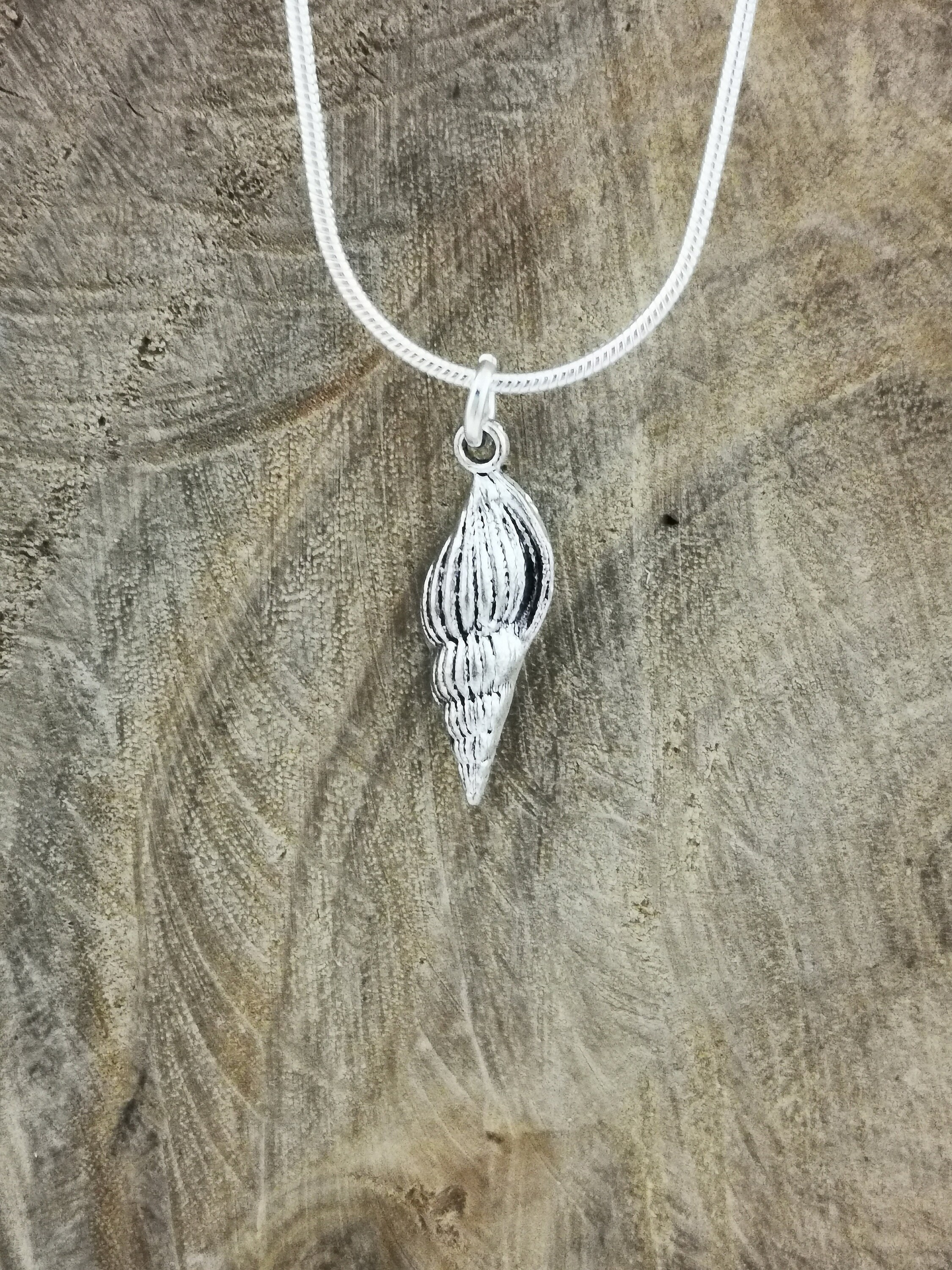 Silver Plated Shell Necklace. Silver Plated Pendant on Silver | Etsy UK
