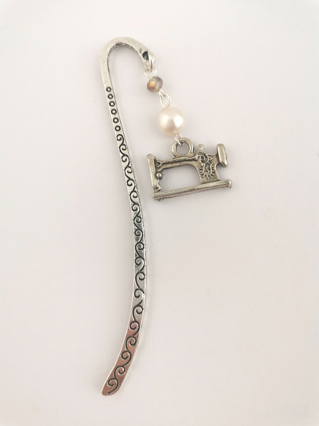 Sewing Machine Bookmark: Freshwater Pearl & Crystal Beads, Seamstress ...