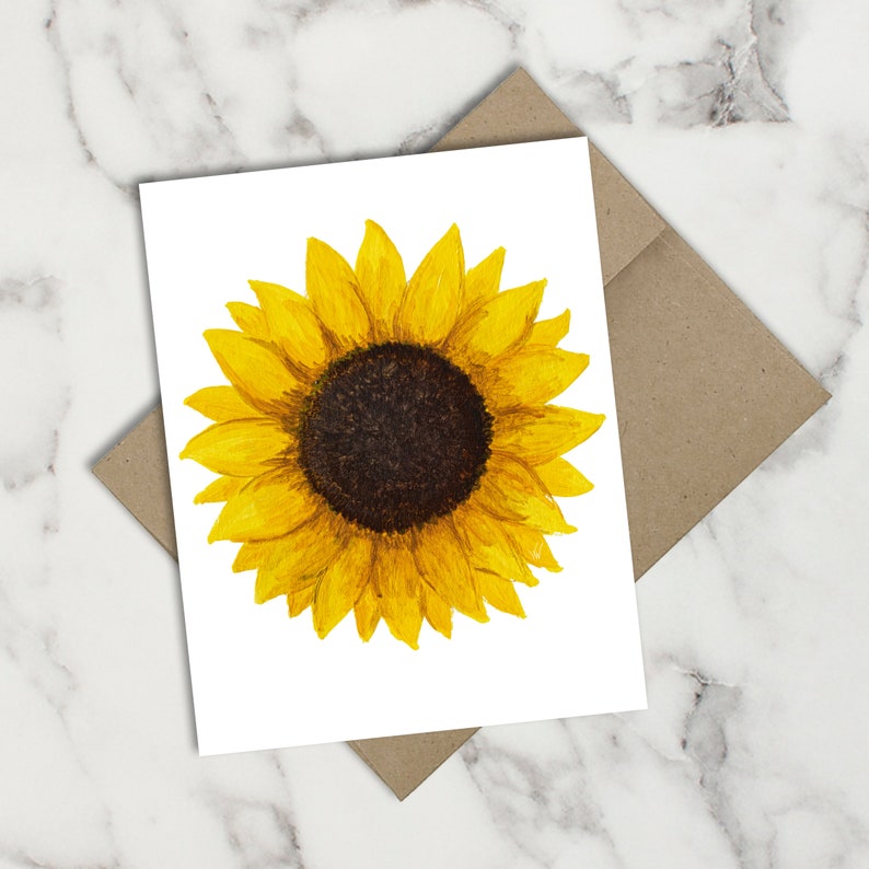 Sunflower Blank Card - Hand Painted - Printable Digital Download ...
