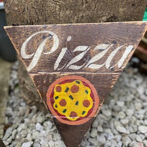 Pizza Wooden Sign, Rustic Pizza Sign, Triangle Pizza Sign, Pizza Oven ...