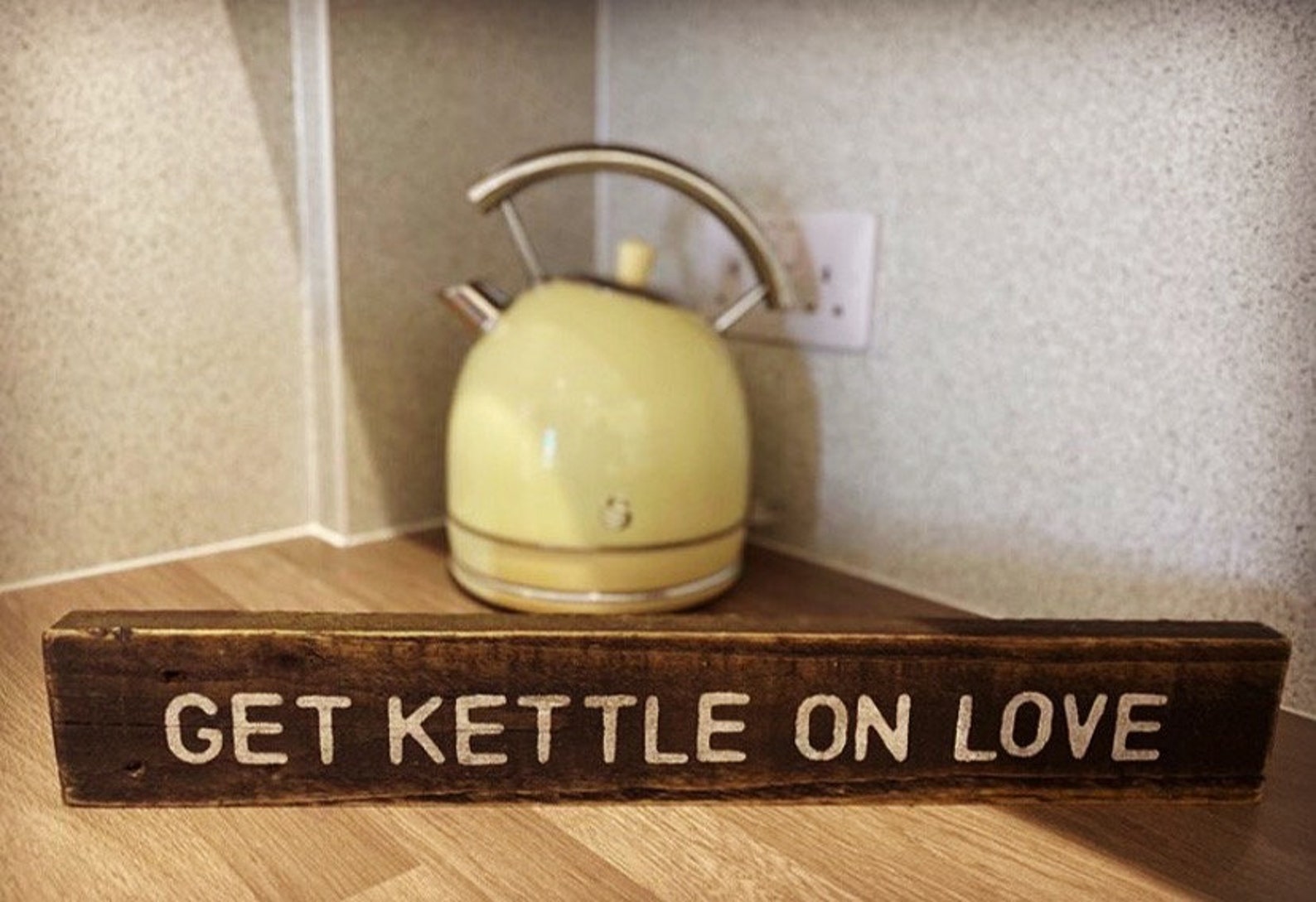 Get Kettle on Love Wooden Kitchen Sign Rustic Cottage | Etsy