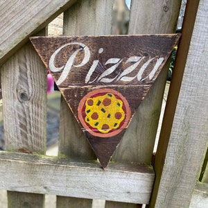 Pizza Wooden Sign, Rustic Pizza Sign, Triangle Pizza Sign, Pizza Oven ...