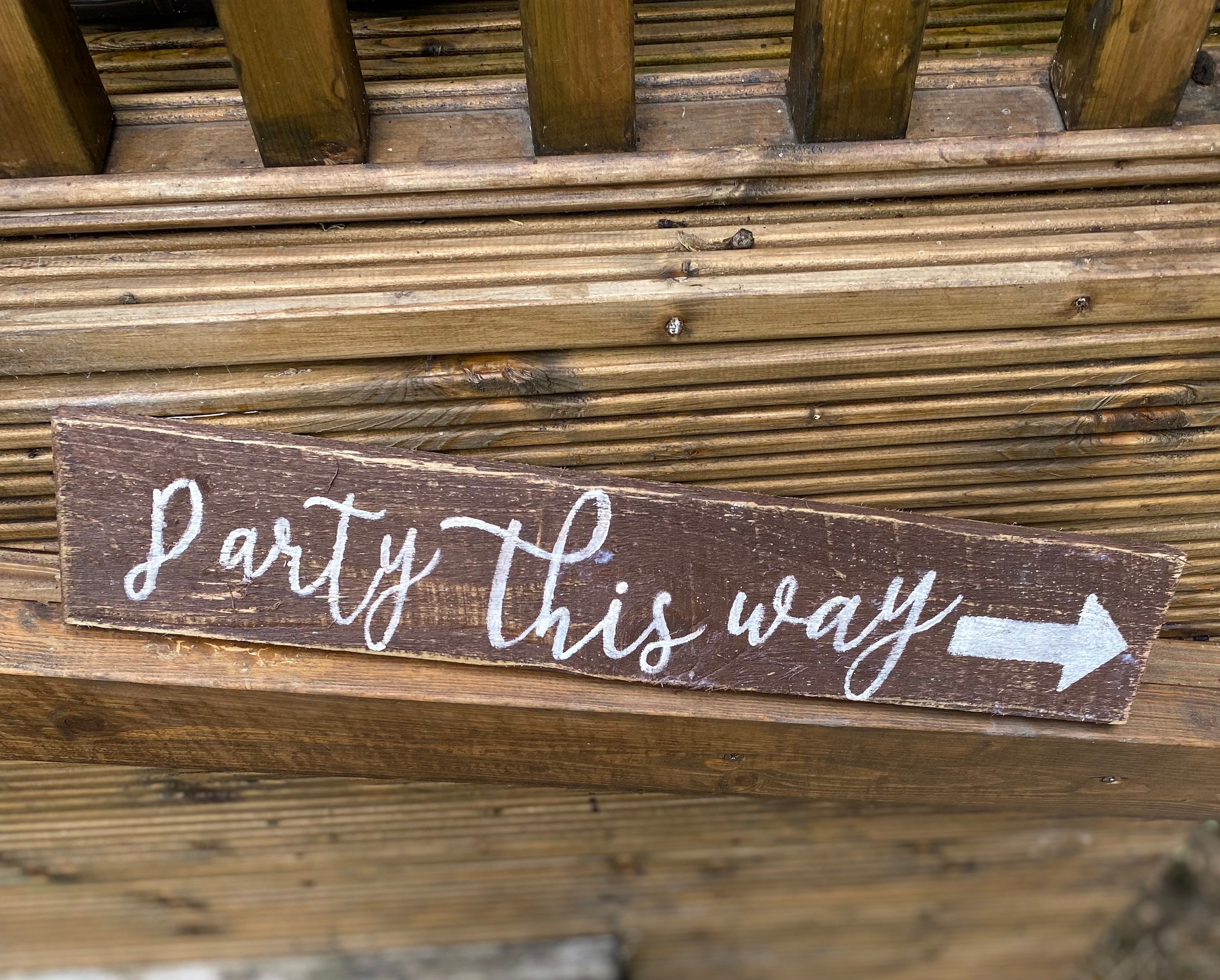 Party Sign, Party This Way Sign, Rustic Party Sign, Rustic Wooden Sign ...