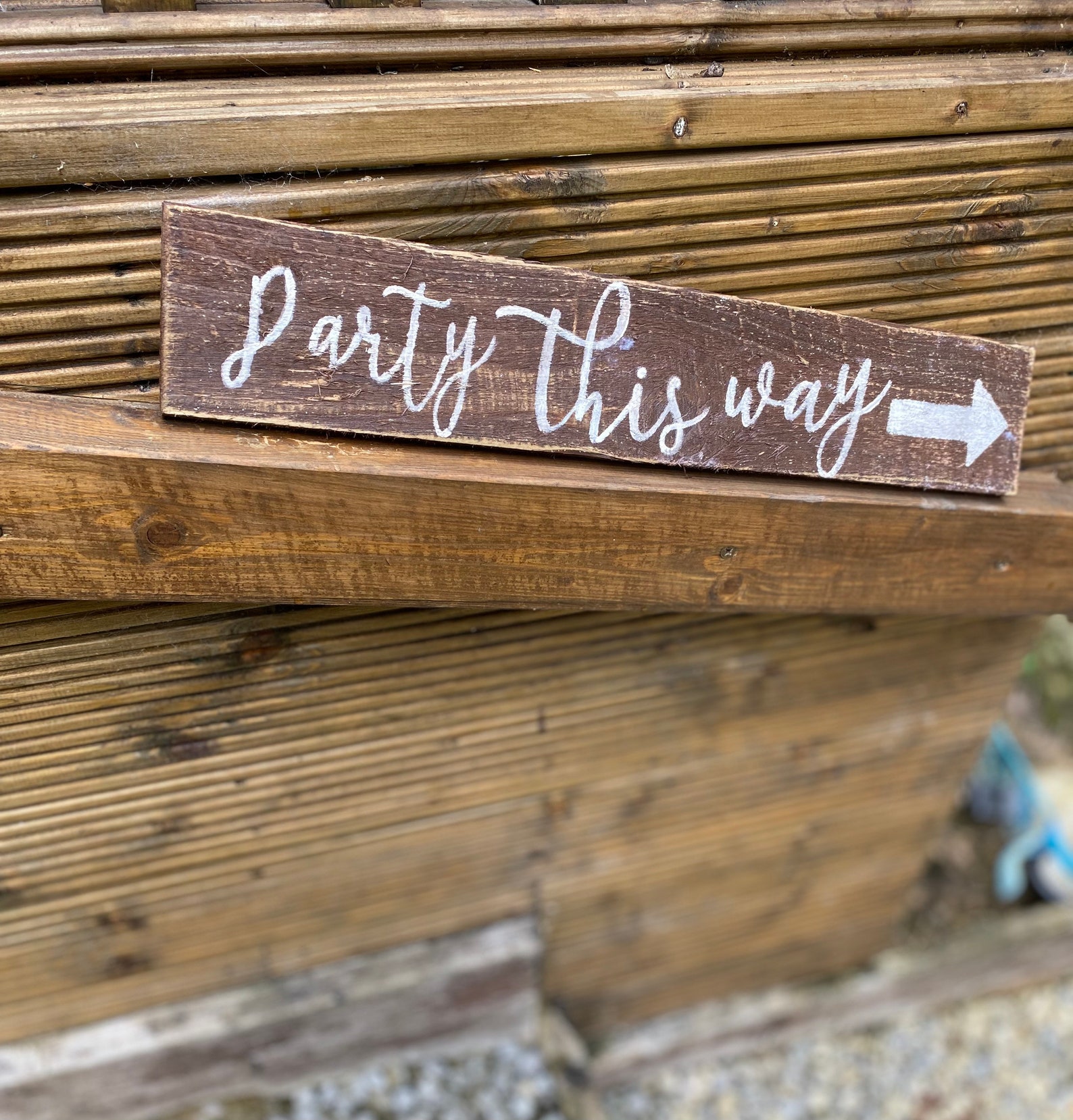 Party Sign, Party This Way Sign, Rustic Party Sign, Rustic Wooden Sign ...