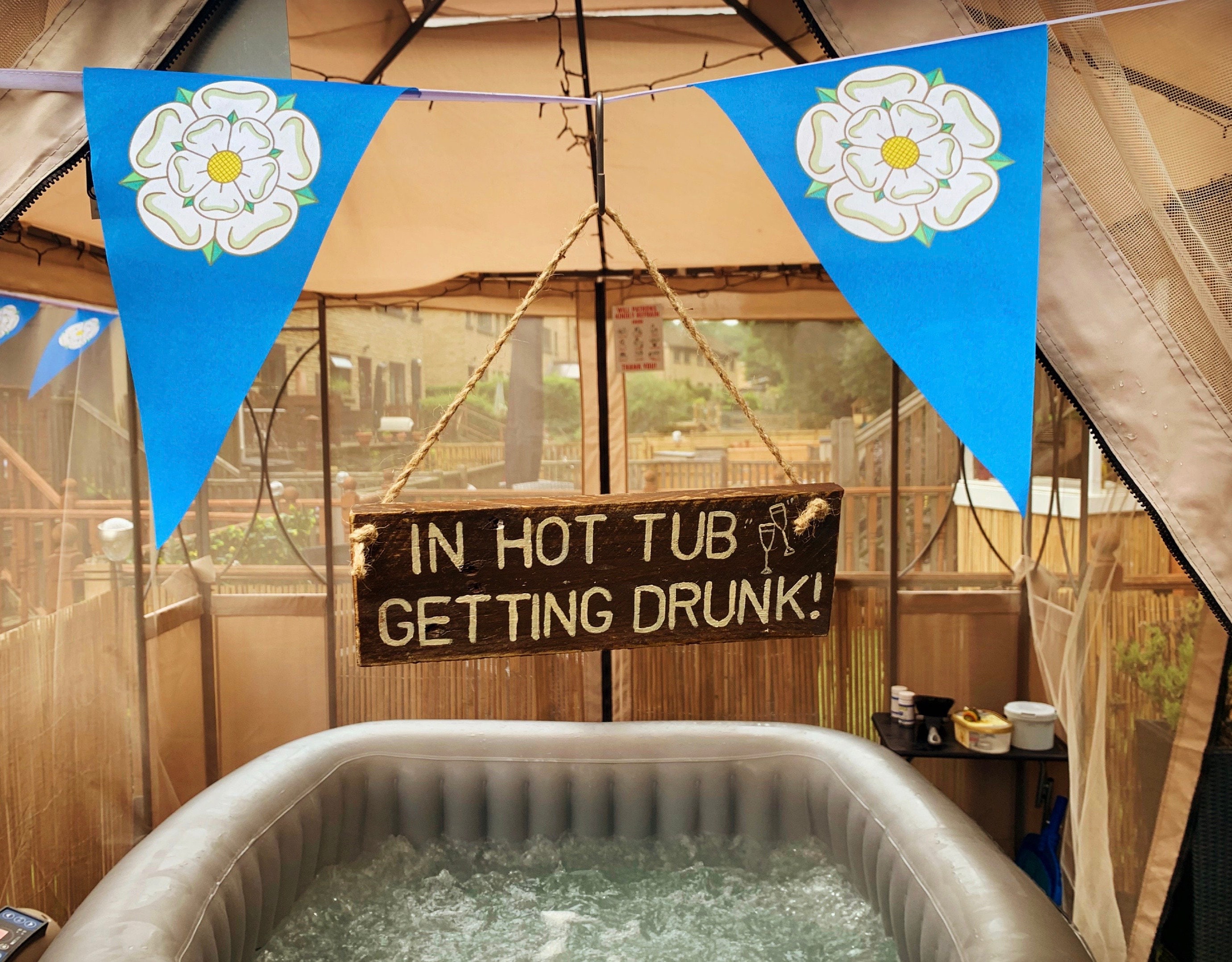 In Hot Tub Getting Drunk Wooden Sign Outdoor Hot Tub Sign - Etsy UK