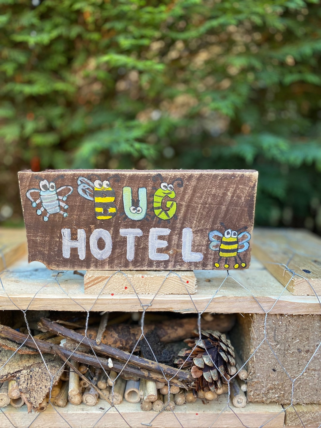 Bug Hotel Sign, Sign for Bug Hotel, Bug Sign, Rustic Wooden Bug Hotel ...