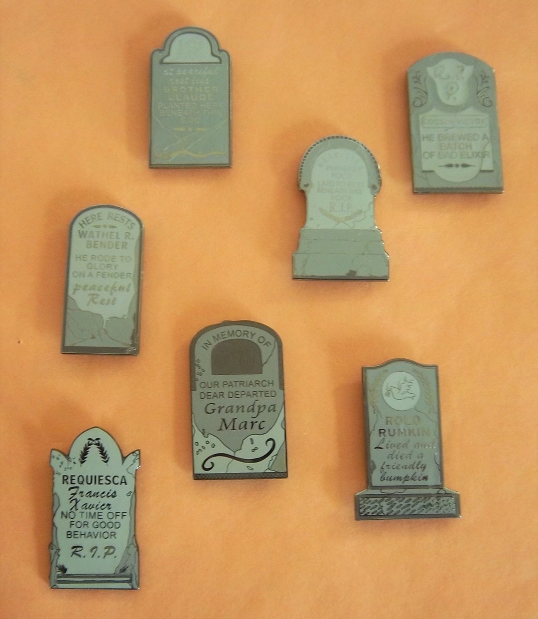 Haunted Mansion Graveyard Headstones Set / 7 Fantasy Pins - Etsy
