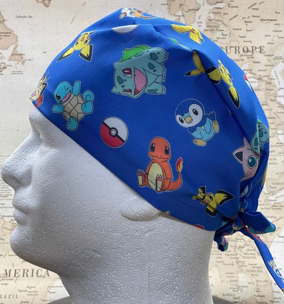 Pokemon Theme Surgical Scrub Cap Blue Scrub Hat Video Games - Etsy