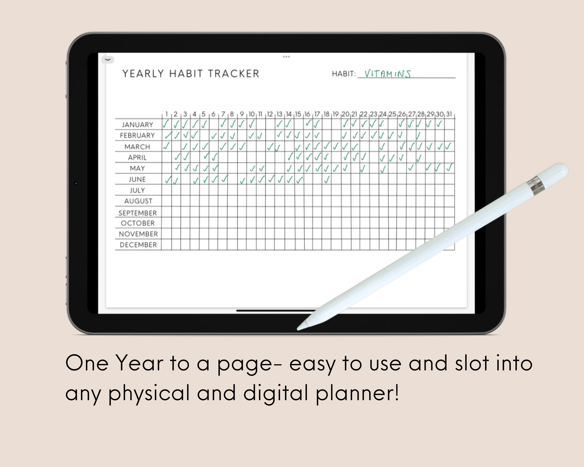 Digital Yearly Habit Tracker, Digital Goal Tracker Printable, Habit Log ...