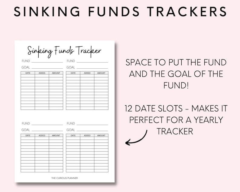 Sinking Funds Tracker Printable Monthly Sinking Funds Tracker, Monthly ...