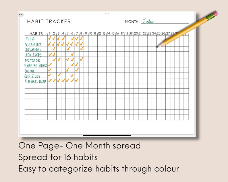 Monthly Habit Tracker Printable, Goal Tracker Printable, Habit Log ...
