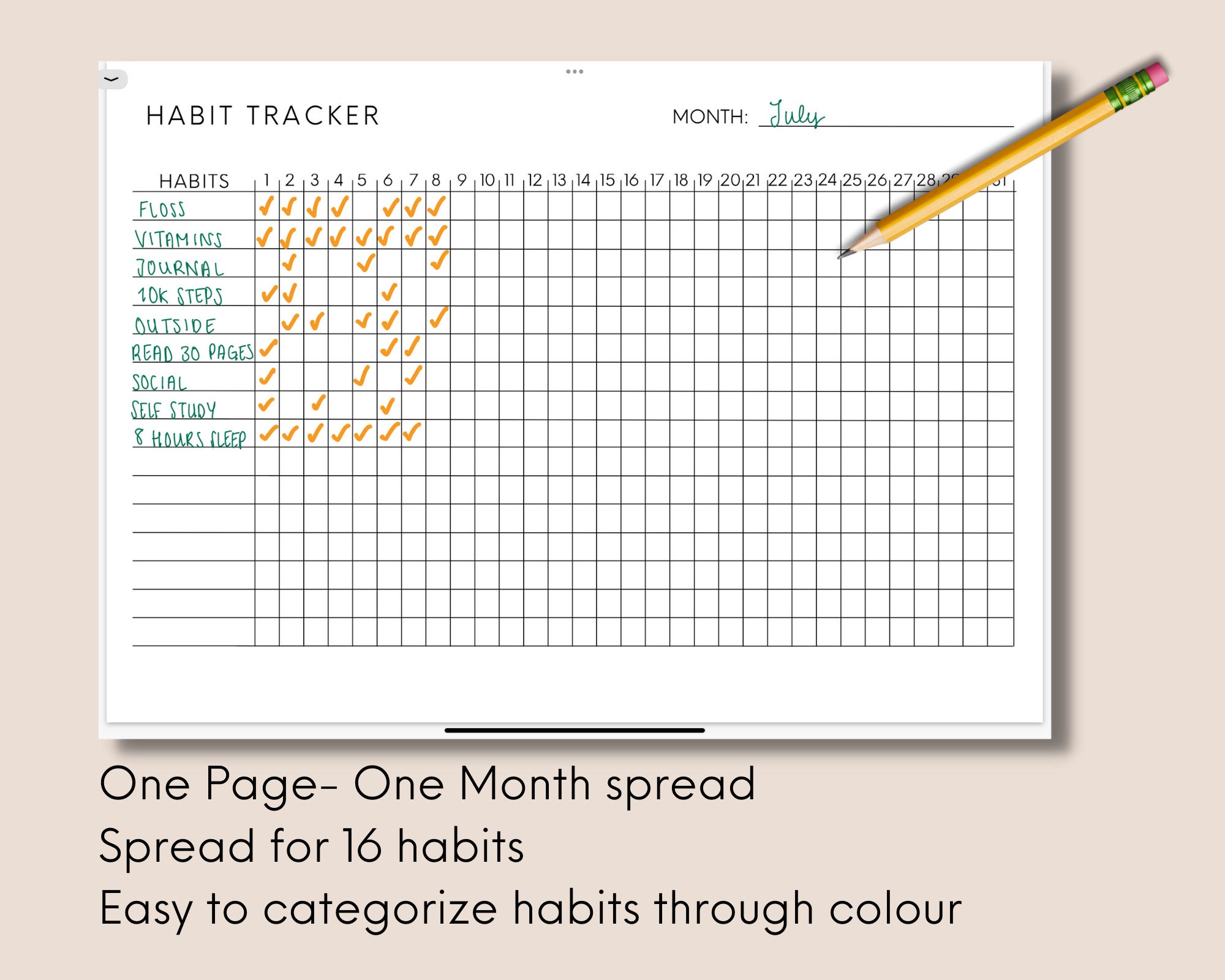 Monthly Habit Tracker Printable, Goal Tracker Printable, Habit Log ...