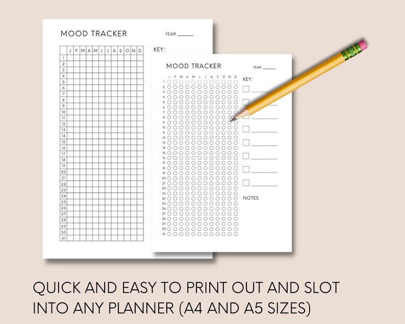 Mood Tracker Printable, Mood Tracker PDF, Yearly Mood Log, Mood Log ...