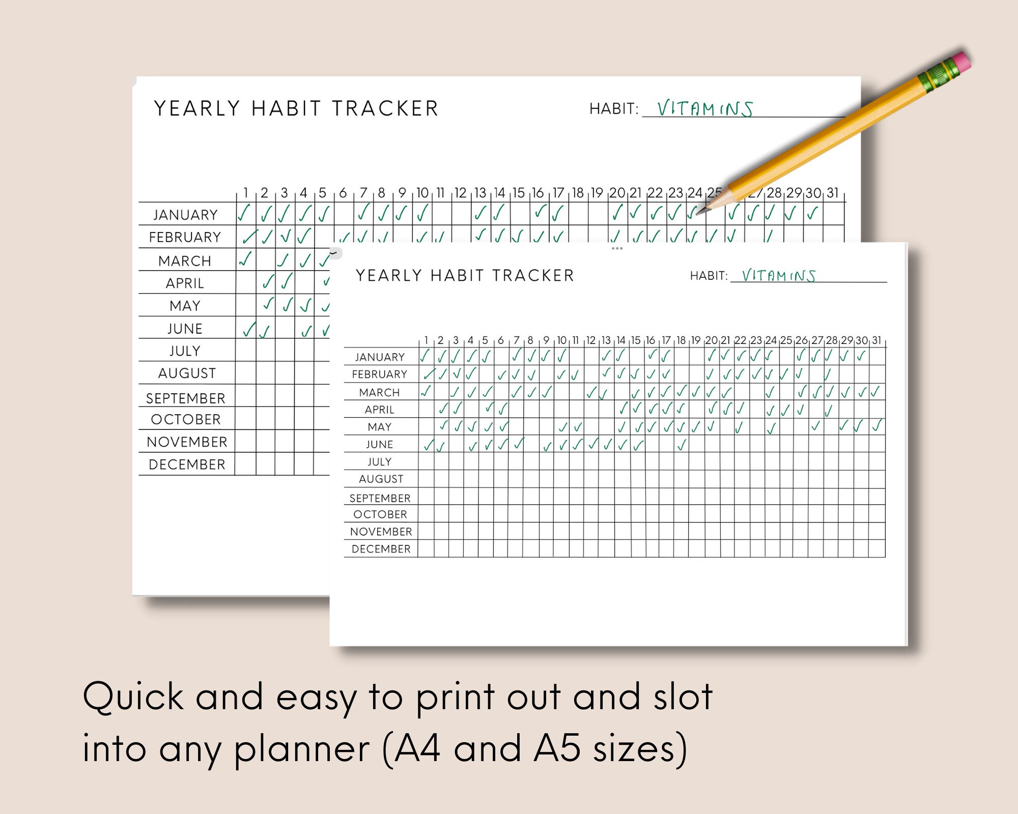 Digital Yearly Habit Tracker, Digital Goal Tracker Printable, Habit Log ...