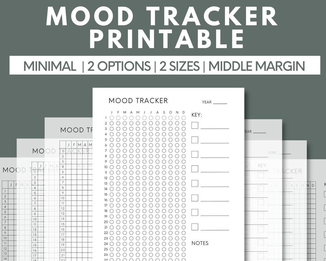 Mood Tracker Printable, Mood Tracker PDF, Yearly Mood Log, Mood Log ...