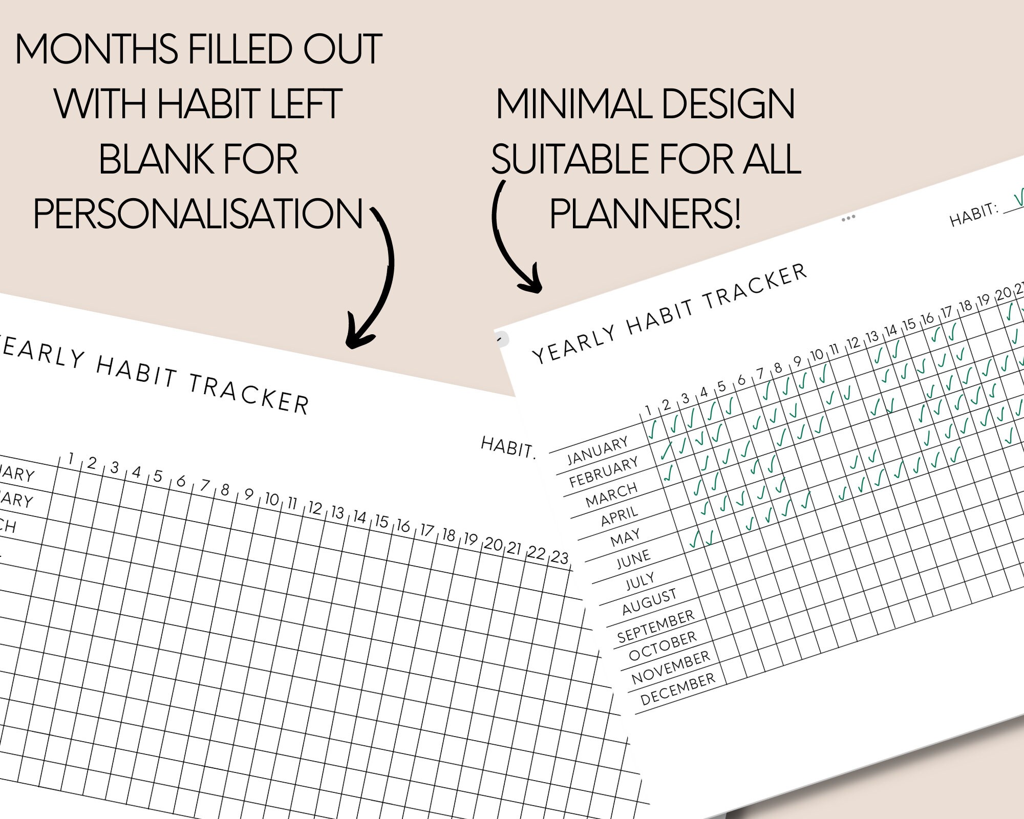 Digital Yearly Habit Tracker, Digital Goal Tracker Printable, Habit Log ...