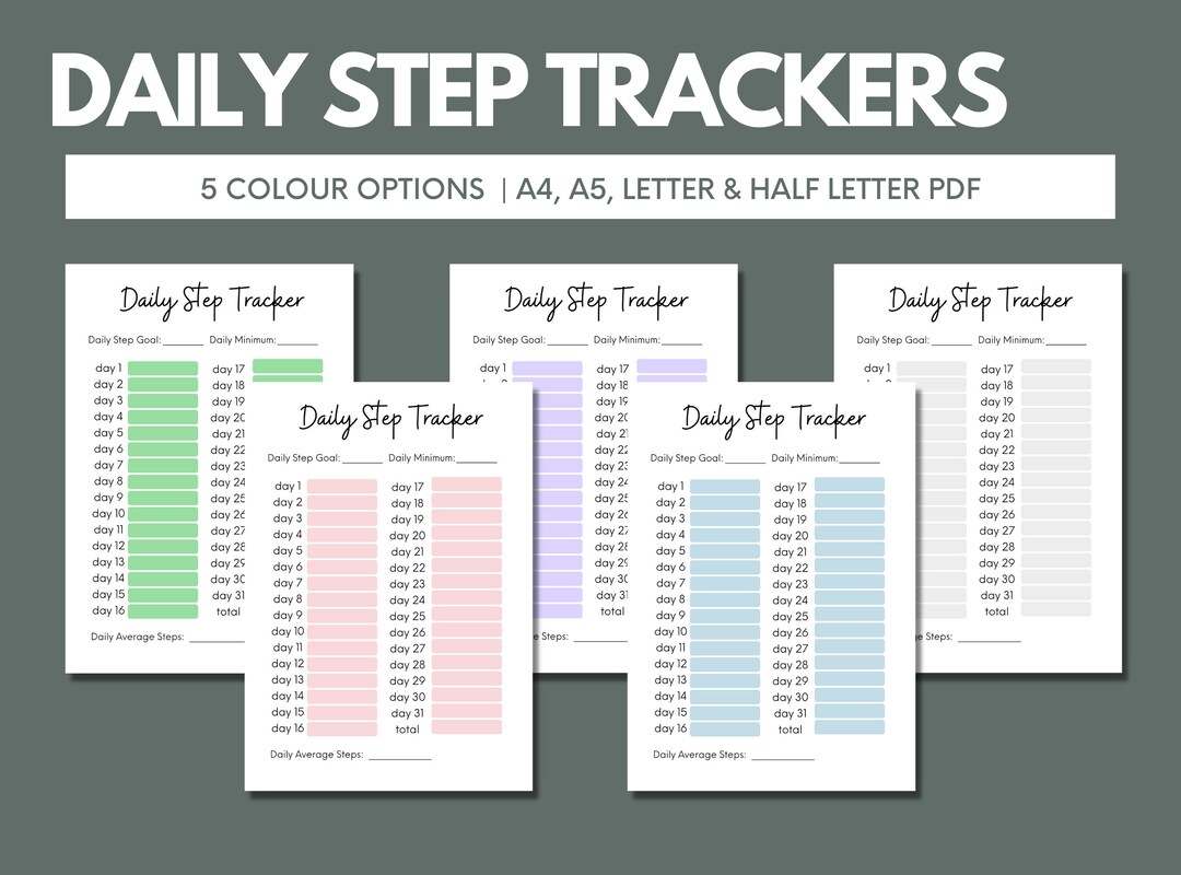 Daily Steps Tracker, Daily Steps Printable, Daily Steps Log, Fitness ...