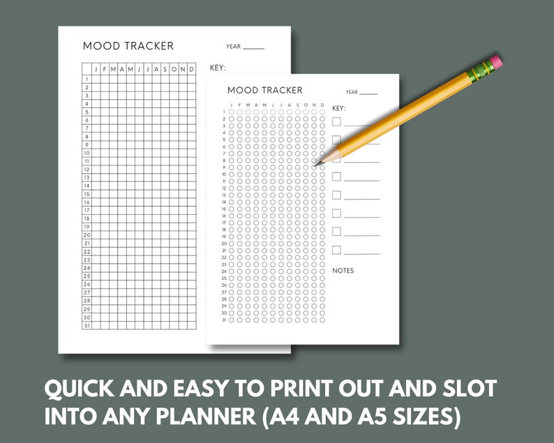Mood Tracker Printable, Mood Tracker PDF, Yearly Mood Log, Mood Log Printable, A Year in Pixels ...