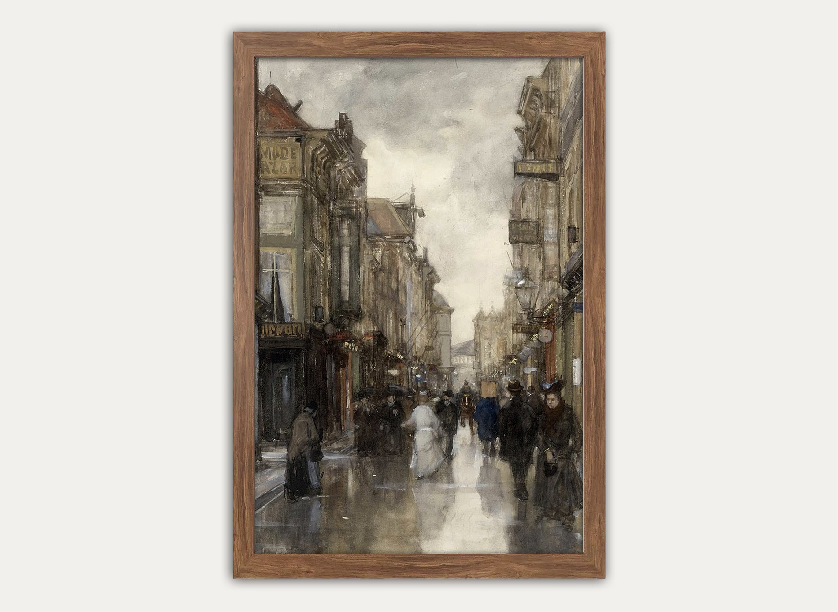 Vintage French Wall Art, Paris Street, Oil Painting, Muted, France Wall ...
