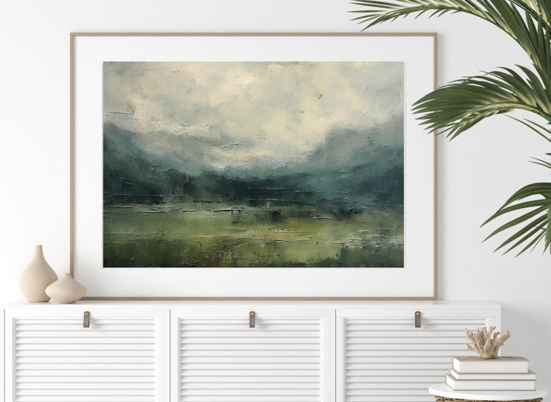 Abstract Landscape Wall Art, Green Wall Decor, Muted Landscape, Gallery ...