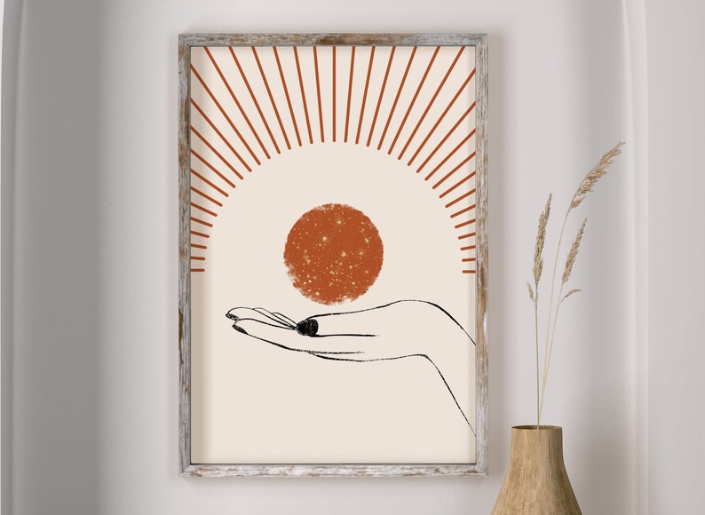 Retro Sun Printable Wall Art Vintage Sun Art Print 60's - Etsy