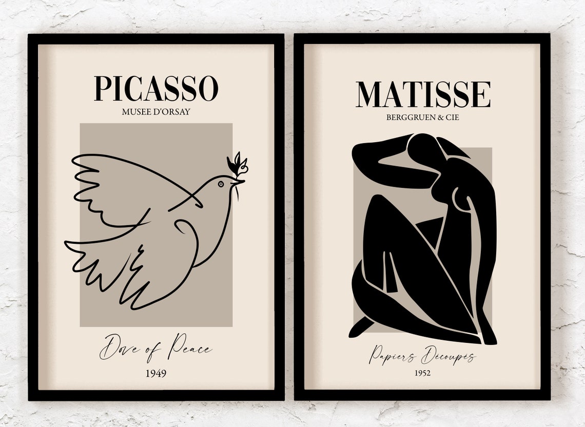 Set of 3 Henri Matisse, Paul Klee, Picasso, Beige Wall Art, Museum Wall ...