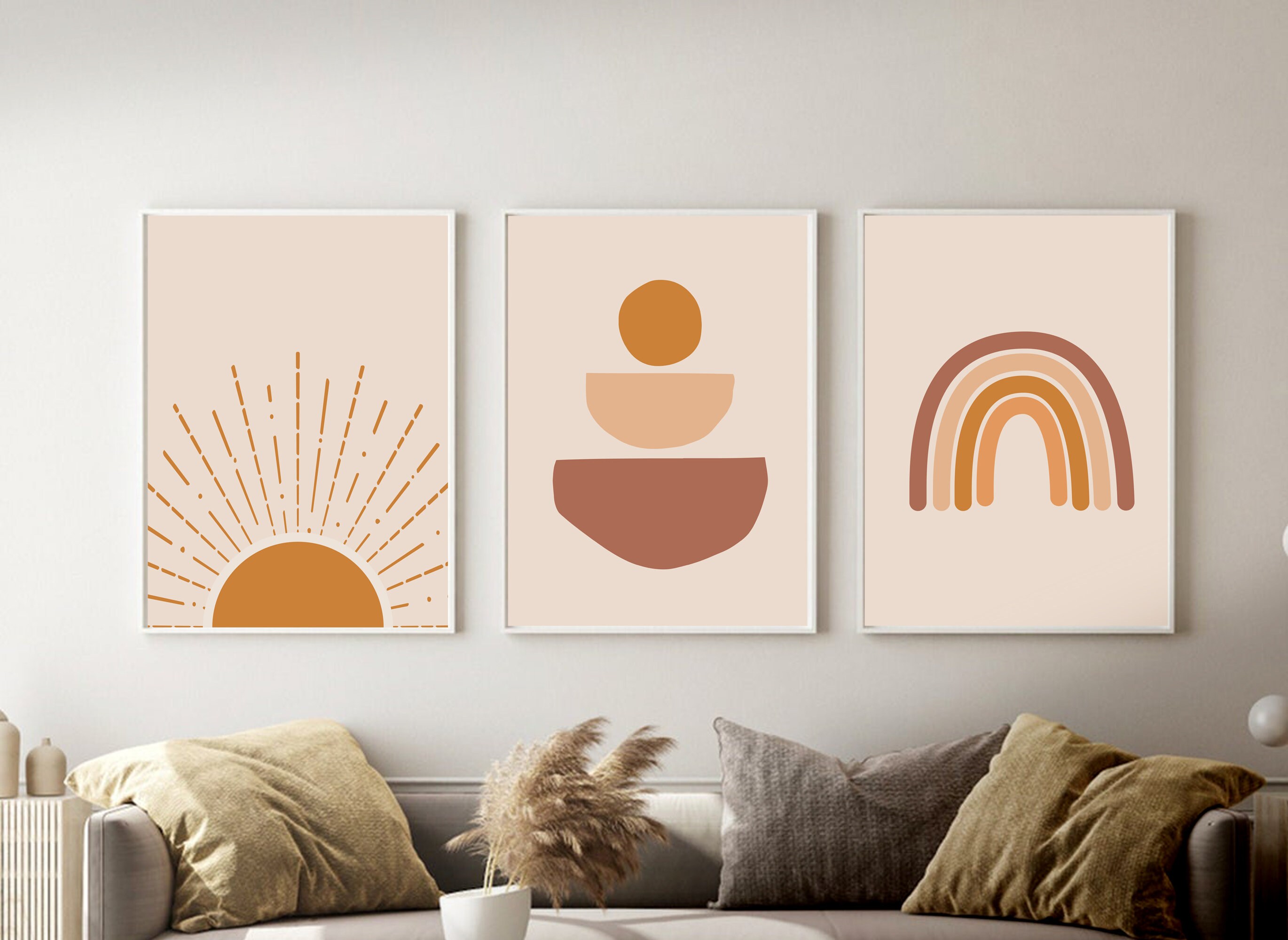 Boho Art Set of 3 Prints Boho Wall Art Abstract Gallery Wall - Etsy