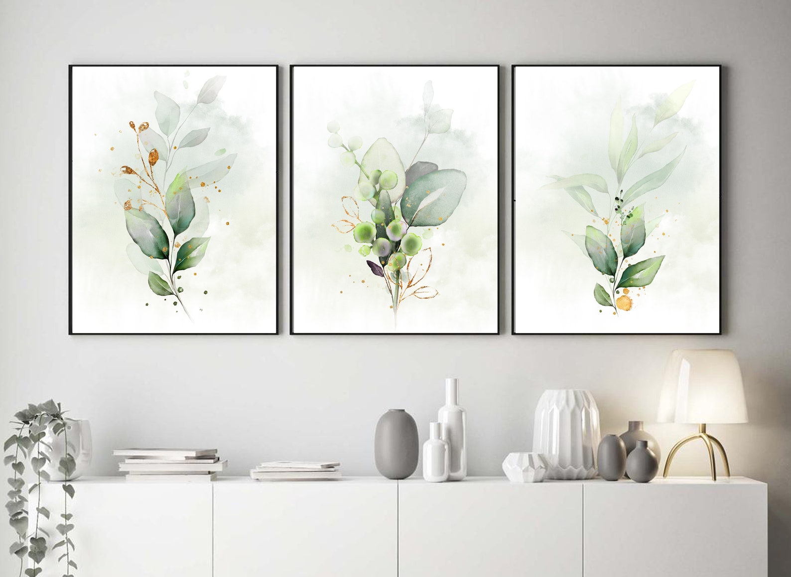 Eucalyptus Wall Art Set of 3, Wall Decor, Greenery Printable ...